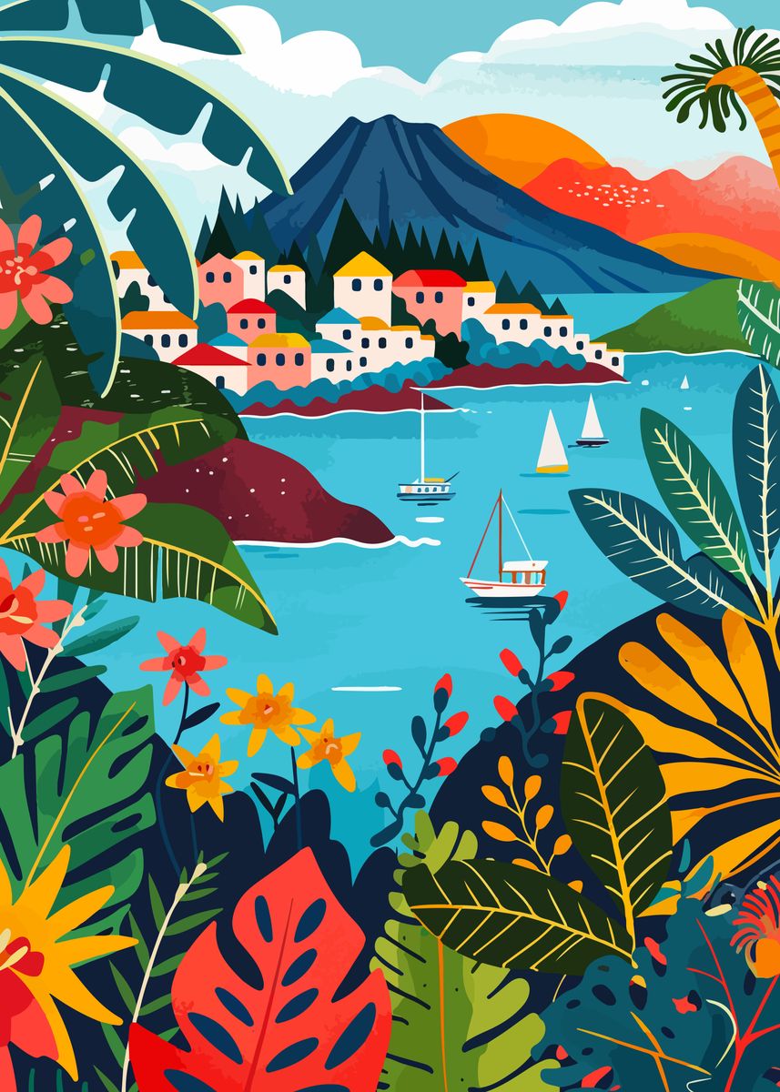 'Aeolian Island Italy Illustration' Poster, picture, metal print, paint ...