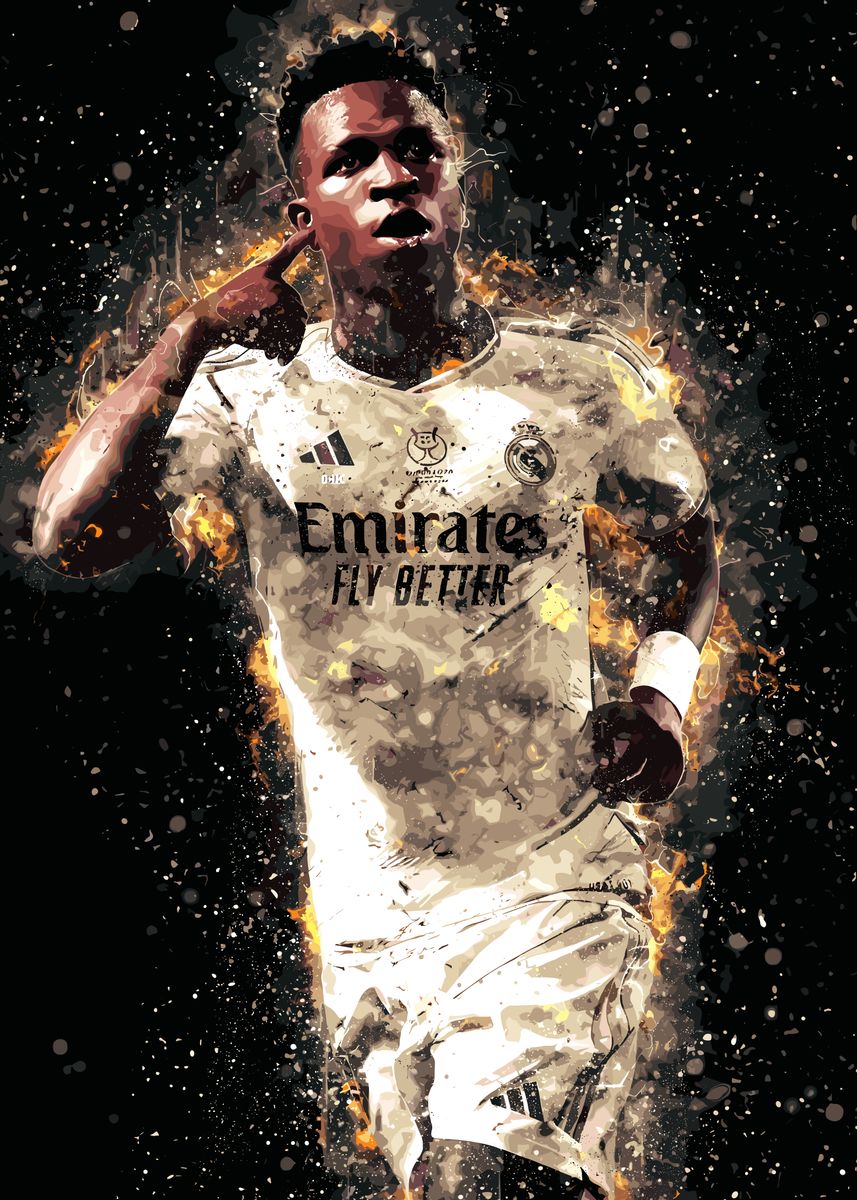 'Vini Jr Vector Art' Poster, picture, metal print, paint by ZUL | Displate