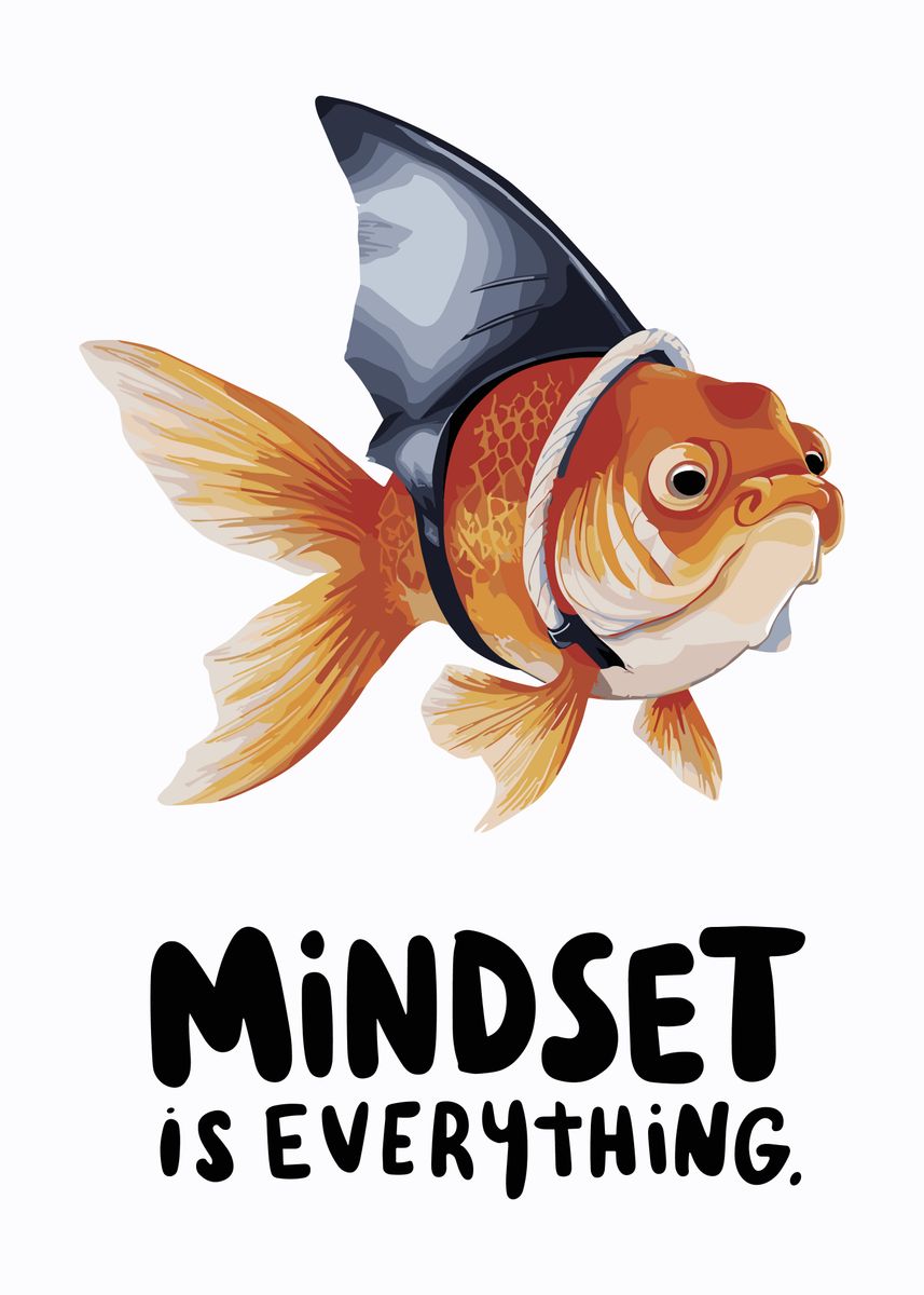 'Goldfish with Shark Fin' Poster, picture, metal print, paint by Olivia ...