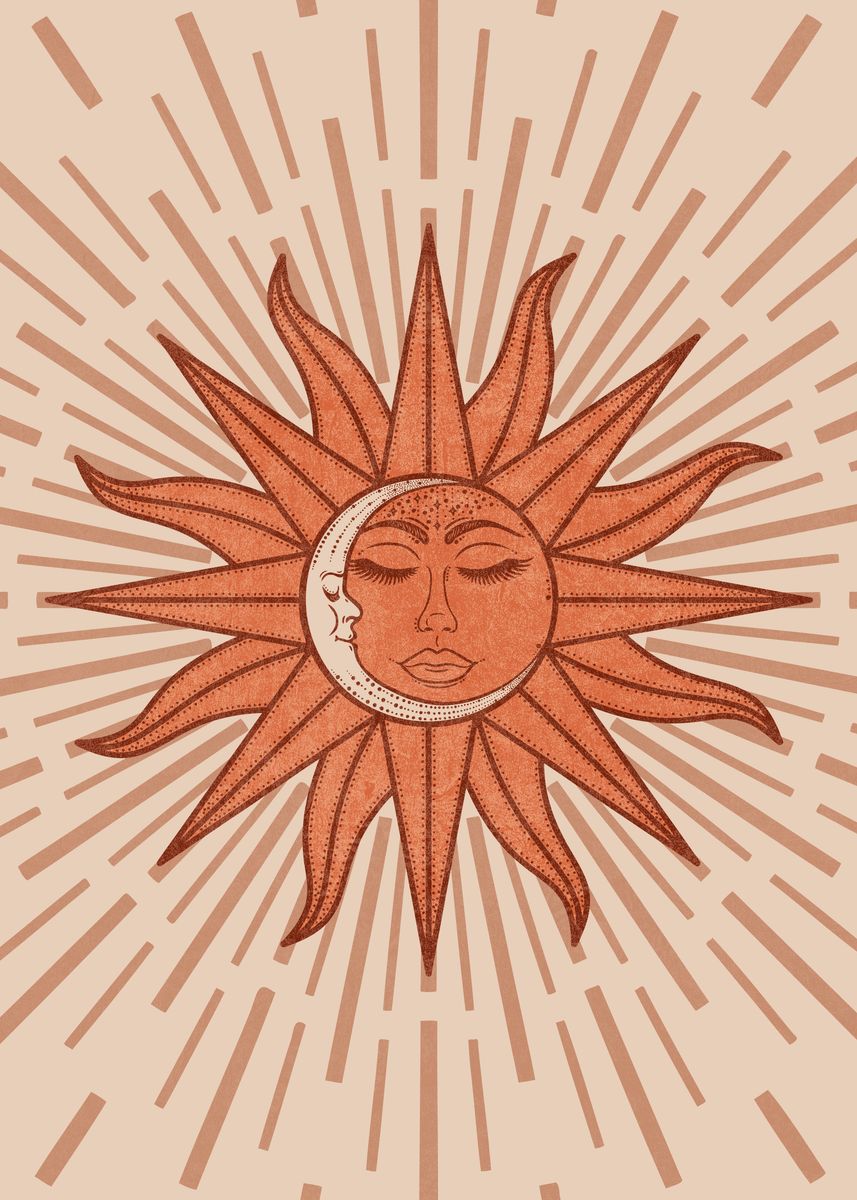 'Sun and Moon Celestial Art' Poster, picture, metal print, paint by ...