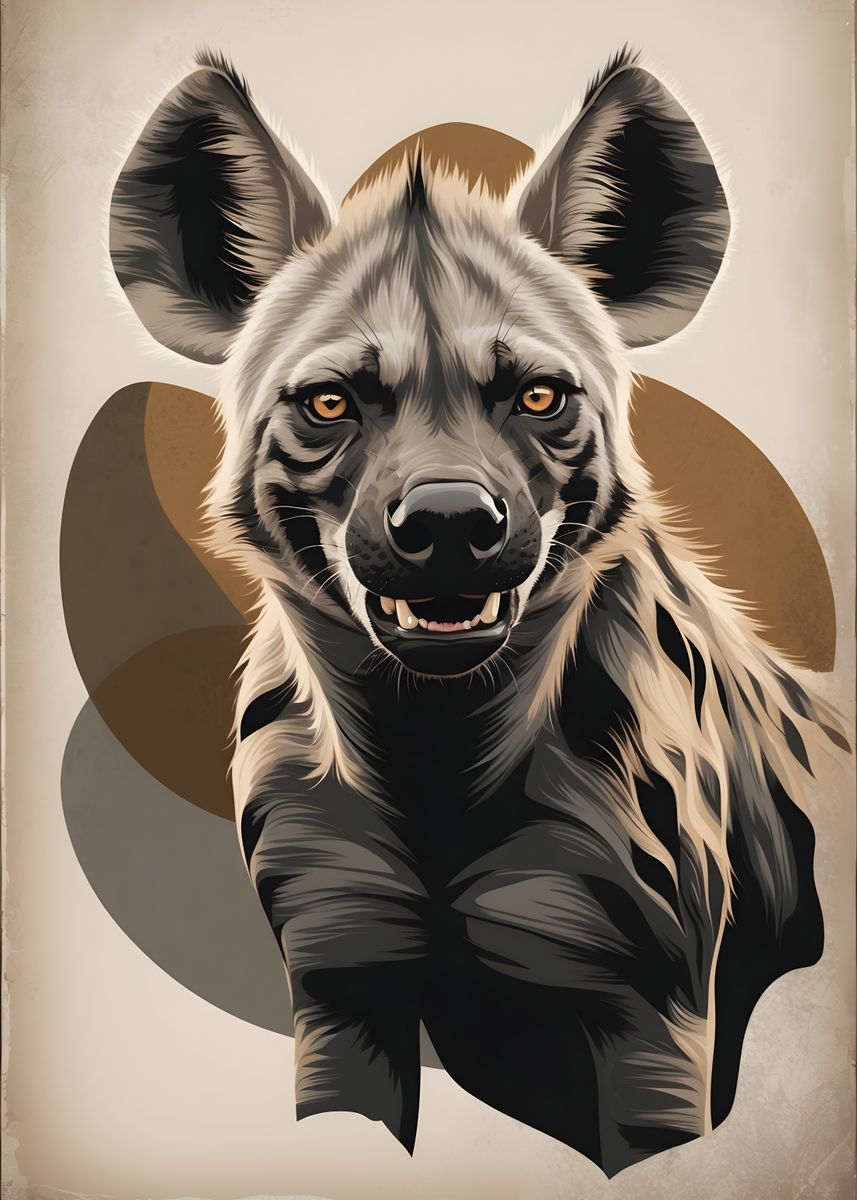 'Vintage Abstract Hyena Portrait' Poster, picture, metal print, paint ...