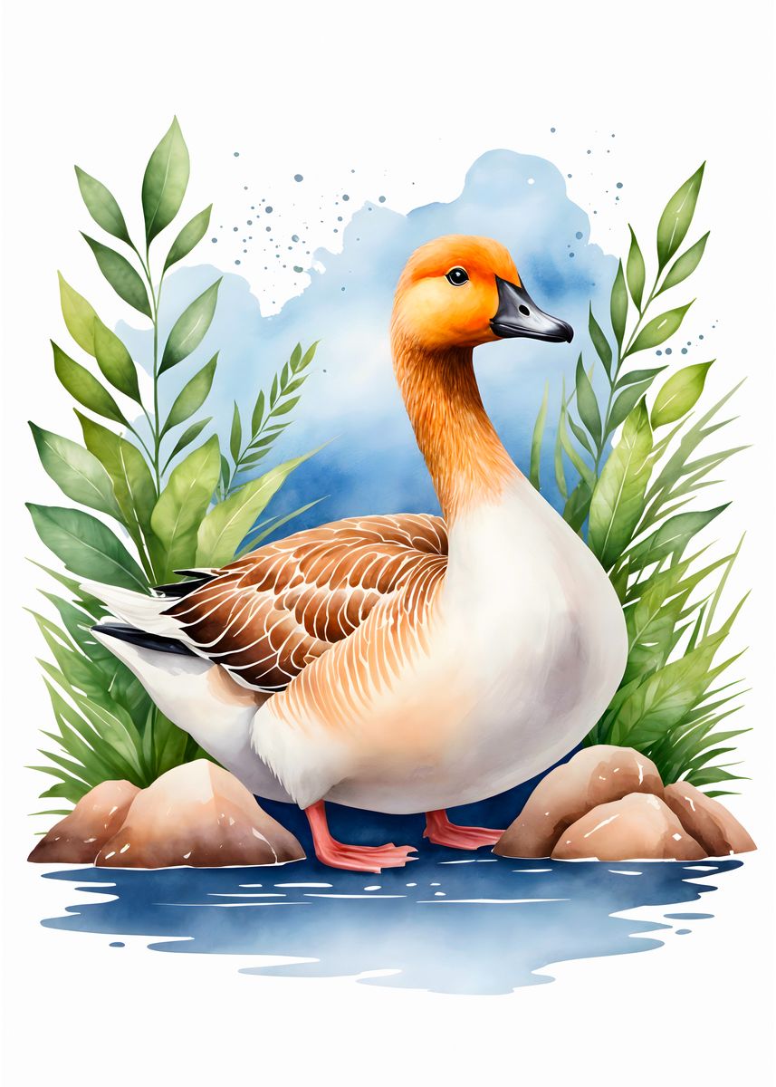 'Goose Watercolor' Poster, picture, metal print, paint by Yahya Art ...