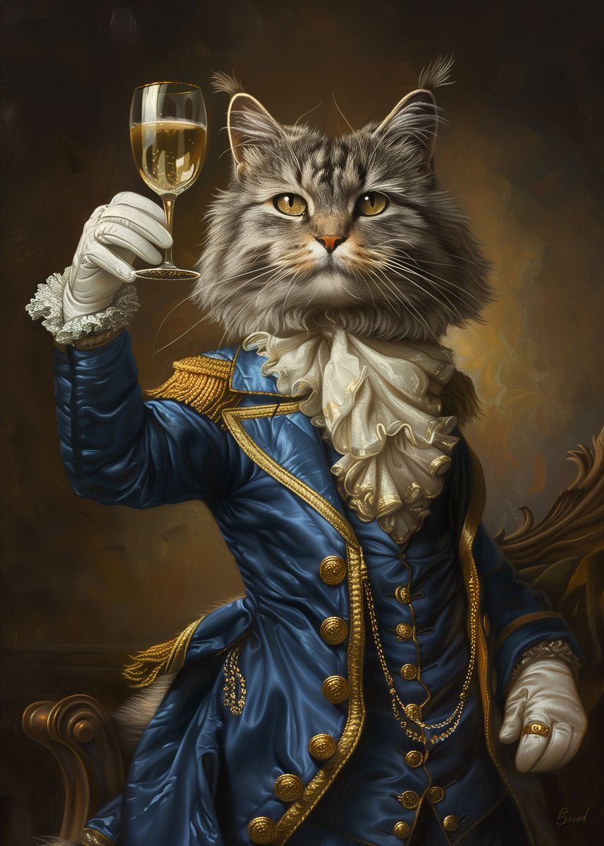 'Aristocrat Cat French Style' Poster, picture, metal print, paint by ...