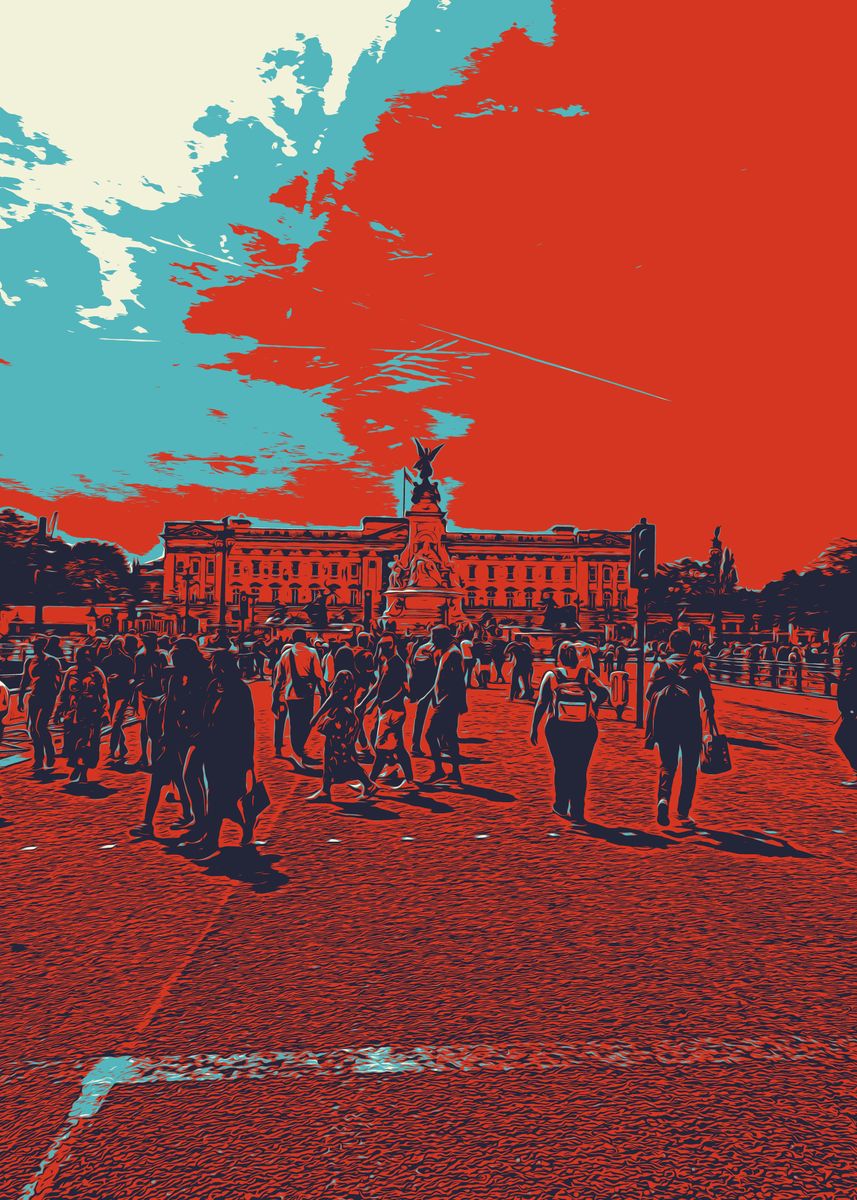'Buckingham Palace in Red' Poster, picture, metal print, paint by ...