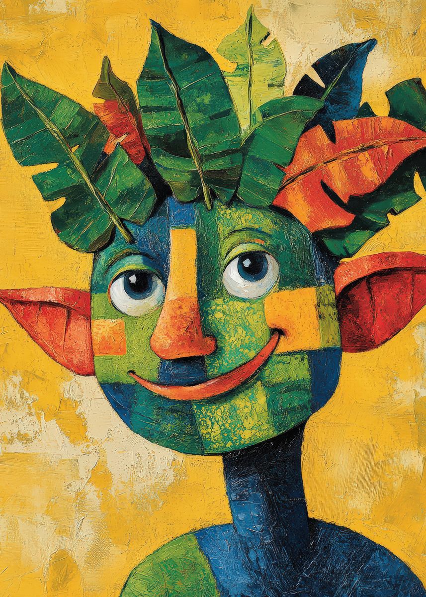 'The Green Leaf Man' Poster, picture, metal print, paint by Susanne Flø ...
