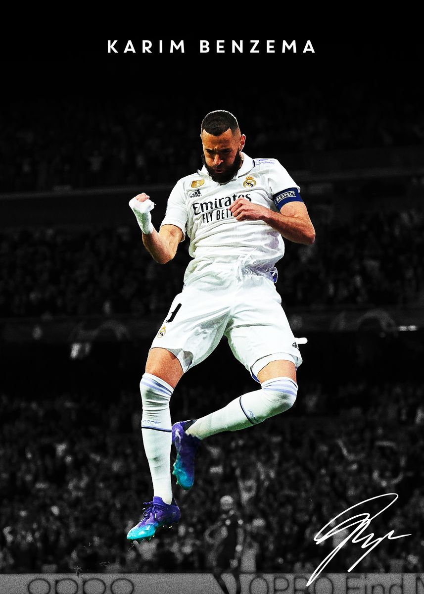 'Karim Benzema Soccer Poster' Poster, picture, metal print, paint by ...