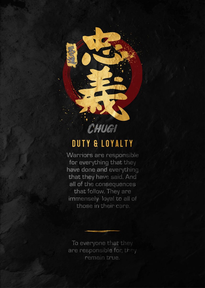 'Japanese Kanji chugi - Duty & Loyalty' Poster, picture, metal print ...