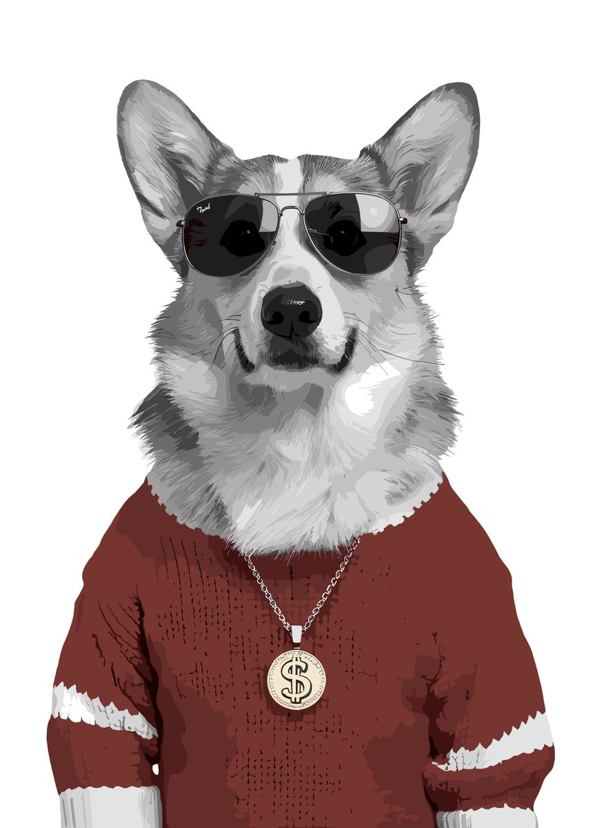 'Corgi Dog Cool' Poster, picture, metal print, paint by Lawisi Agustin ...