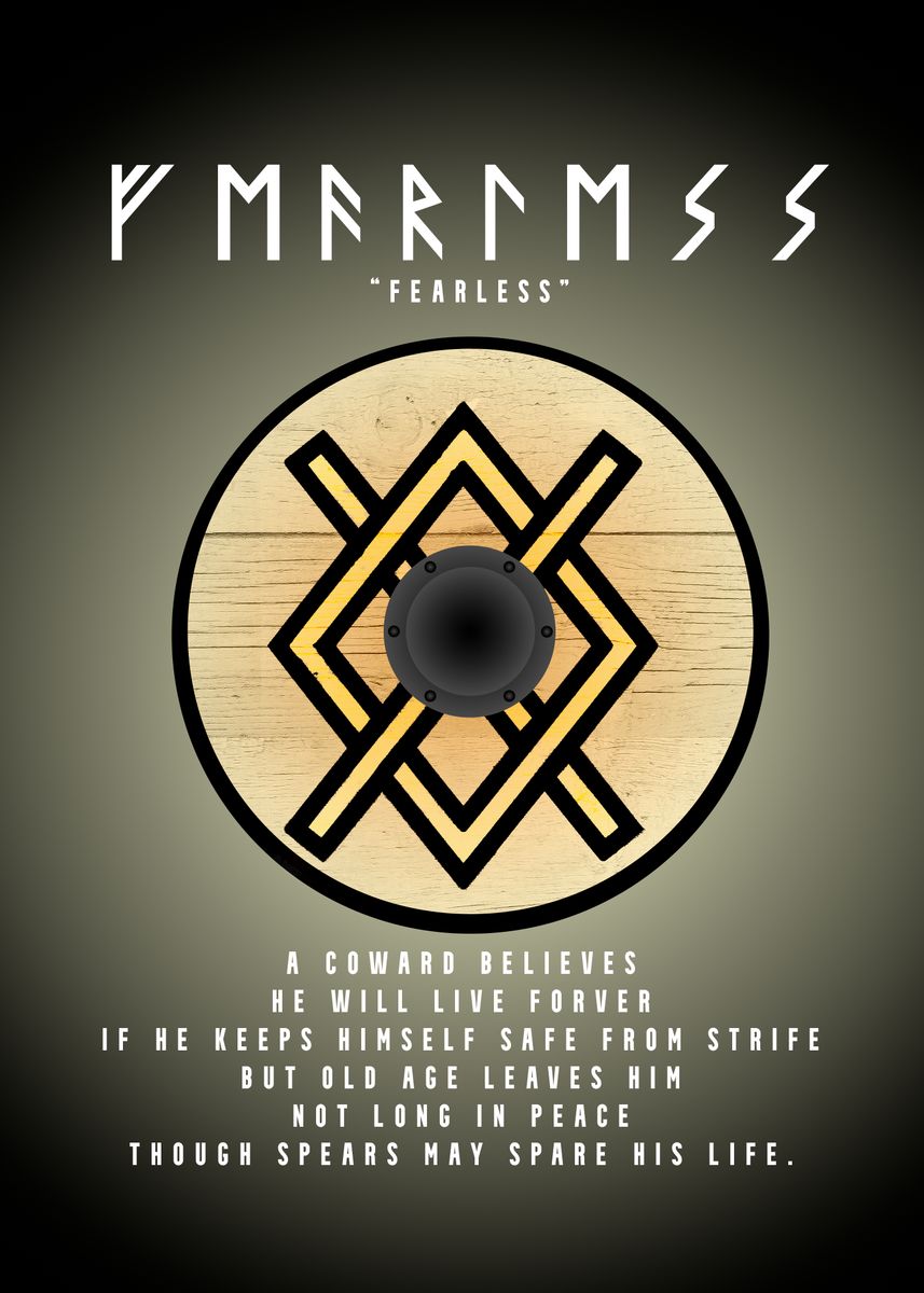 ''Fearless' Runic Shield' Poster, picture, metal print, paint by ...