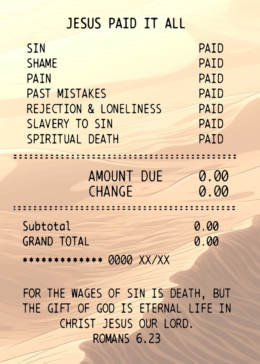'Jesus Paid It All Receipt' Poster, picture, metal print, paint by ...