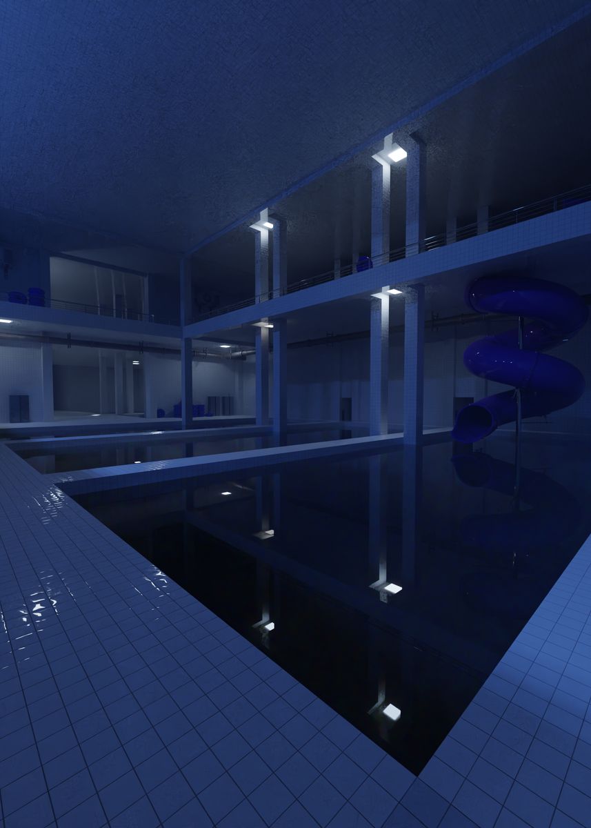 'Liminal Indoor Pool ' Poster, picture, metal print, paint by | Displate