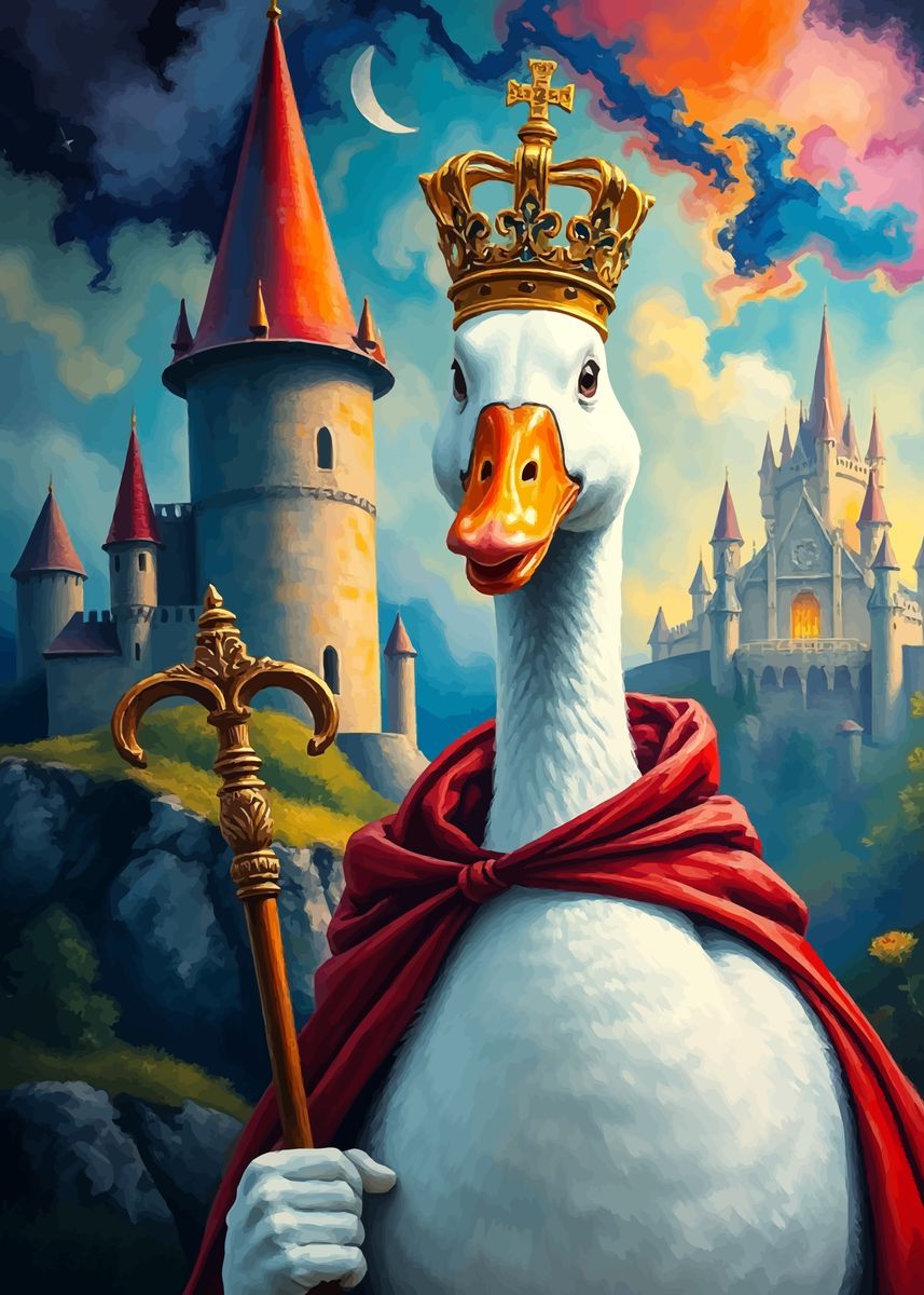 'Goose King' Poster, picture, metal print, paint by DEGUZMAN | Displate