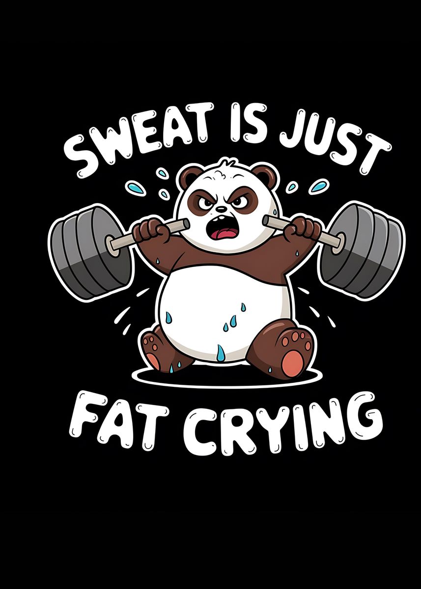'Panda Weightlifting' Poster, picture, metal print, paint by | Displate