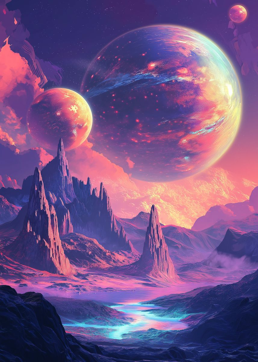'Alien Planet Landscape' Poster, picture, metal print, paint by Retsher ...
