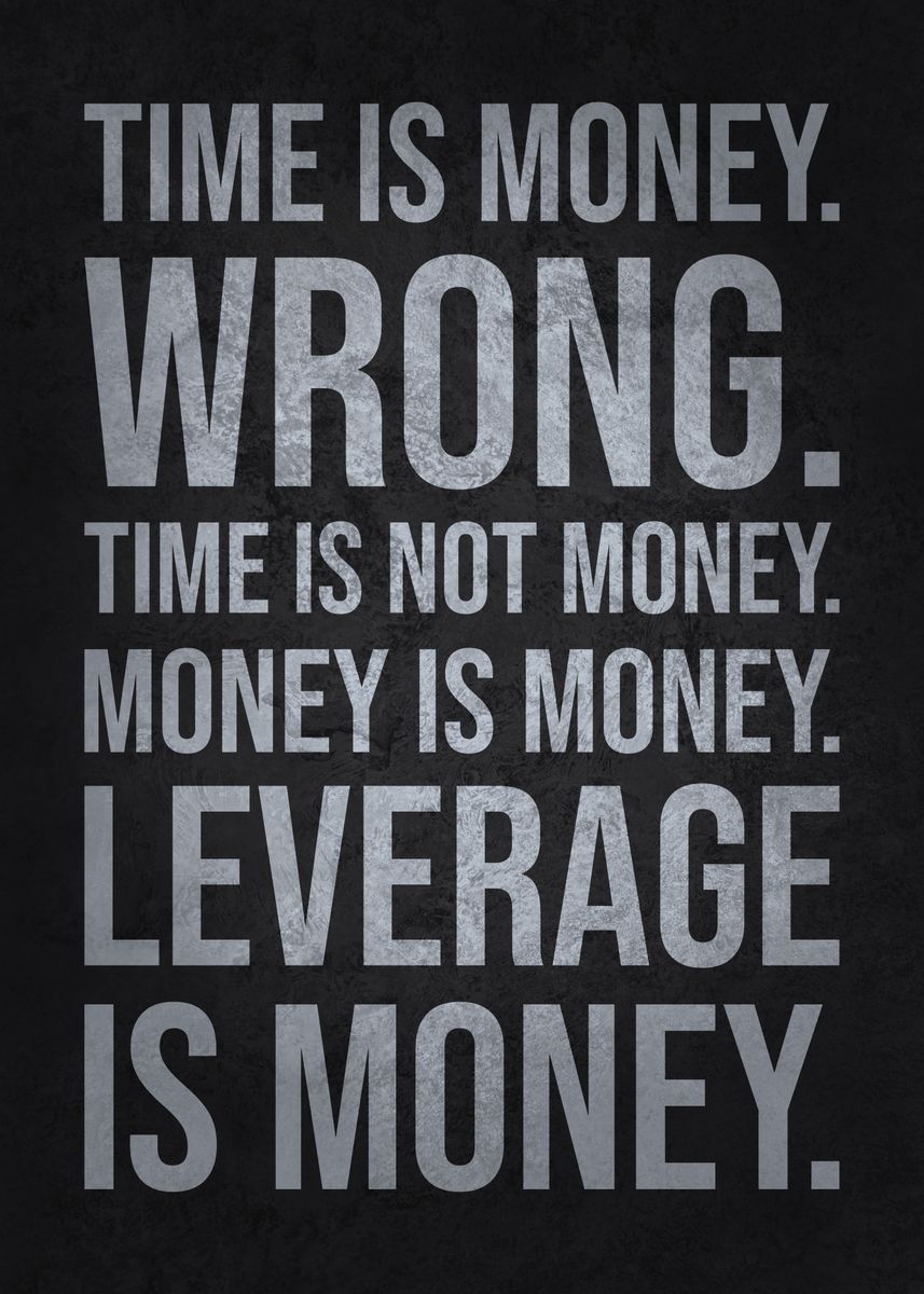 'Time is Not Money, Leverage Is Money - Success Motivational' Poster ...