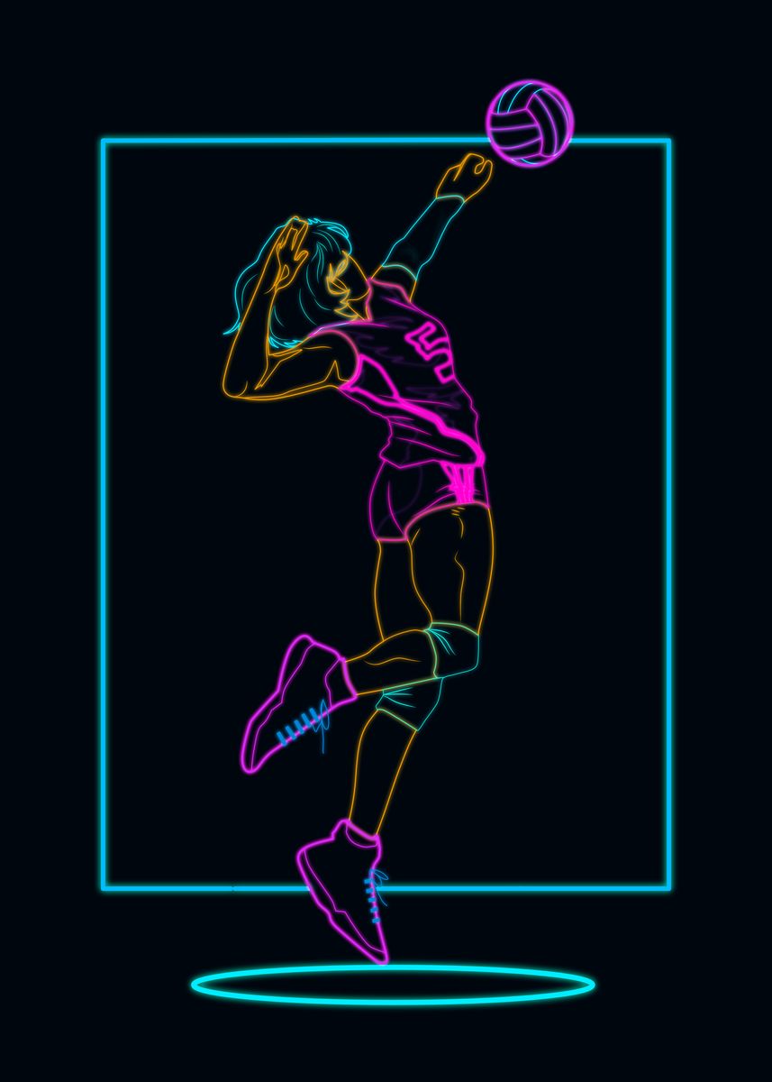 'Neon Volleyball Player' Poster, picture, metal print, paint by selly ...