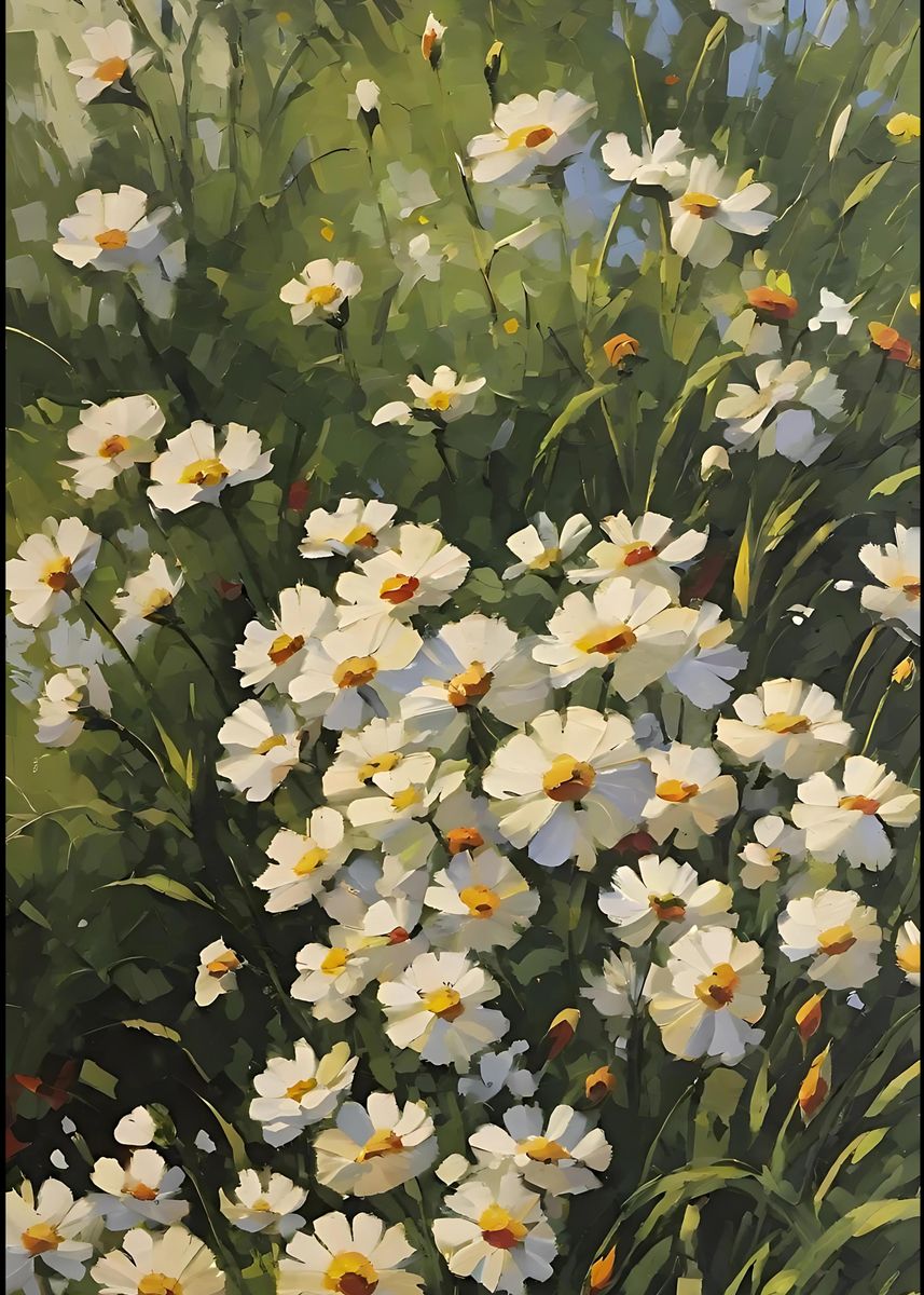 'Daisy Field Painting' Poster, picture, metal print, paint by Andrew ...
