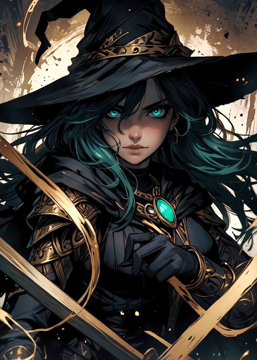 'Dark Witch with Swords' Poster, picture, metal print, paint by Lukasz ...