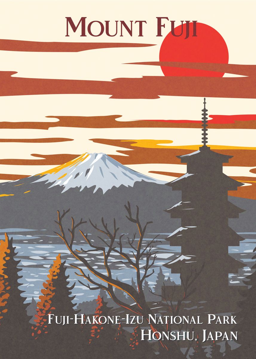 'Mount Fuji Poster' Poster, picture, metal print, paint by Jordan ...