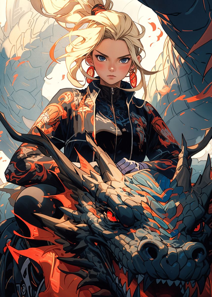 'Dragon Rider Girl' Poster, picture, metal print, paint by SuperNova ...