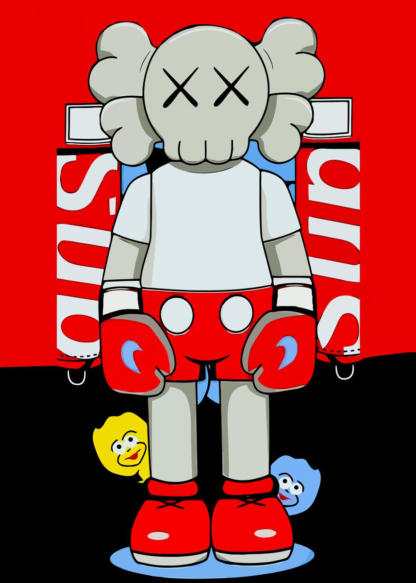 'KAWS x Supreme Boxer' Poster, picture, metal print, paint by BB ...