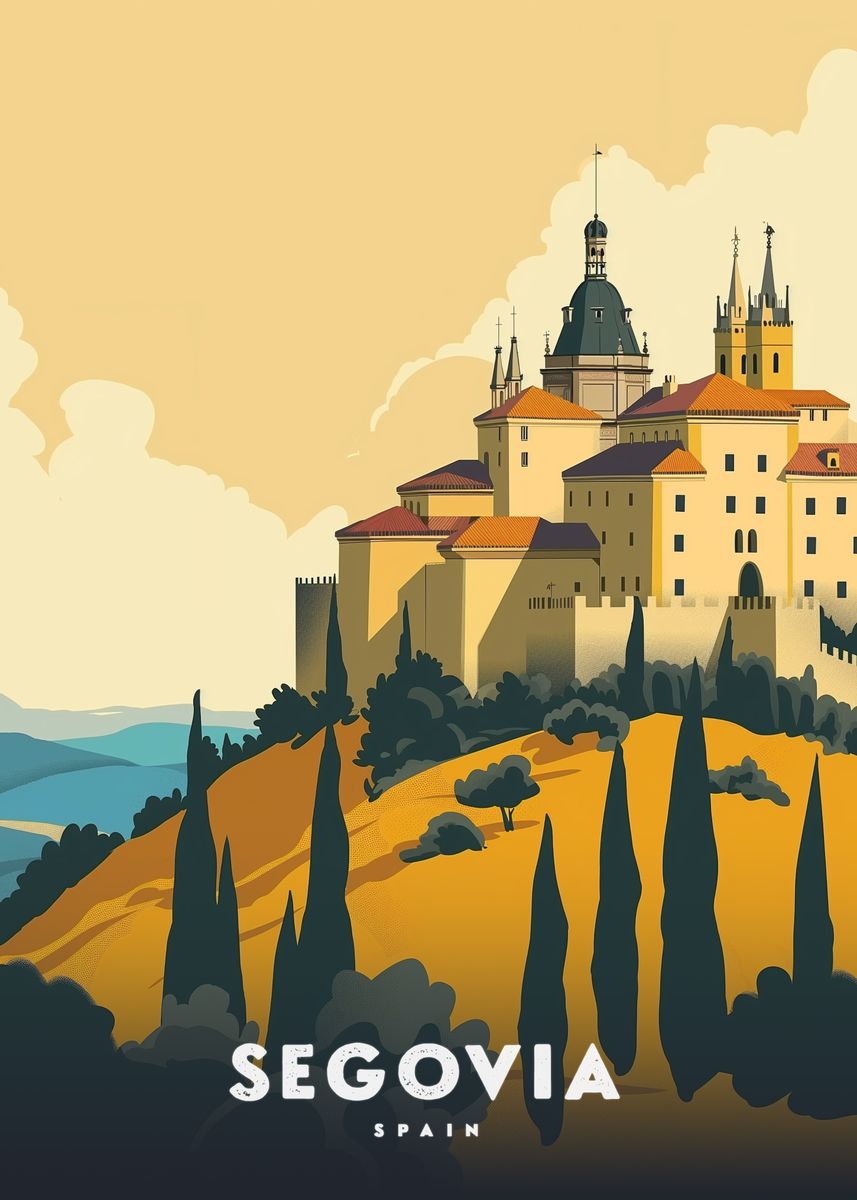 'Segovia Castle Illustration' Poster, picture, metal print, paint by ...