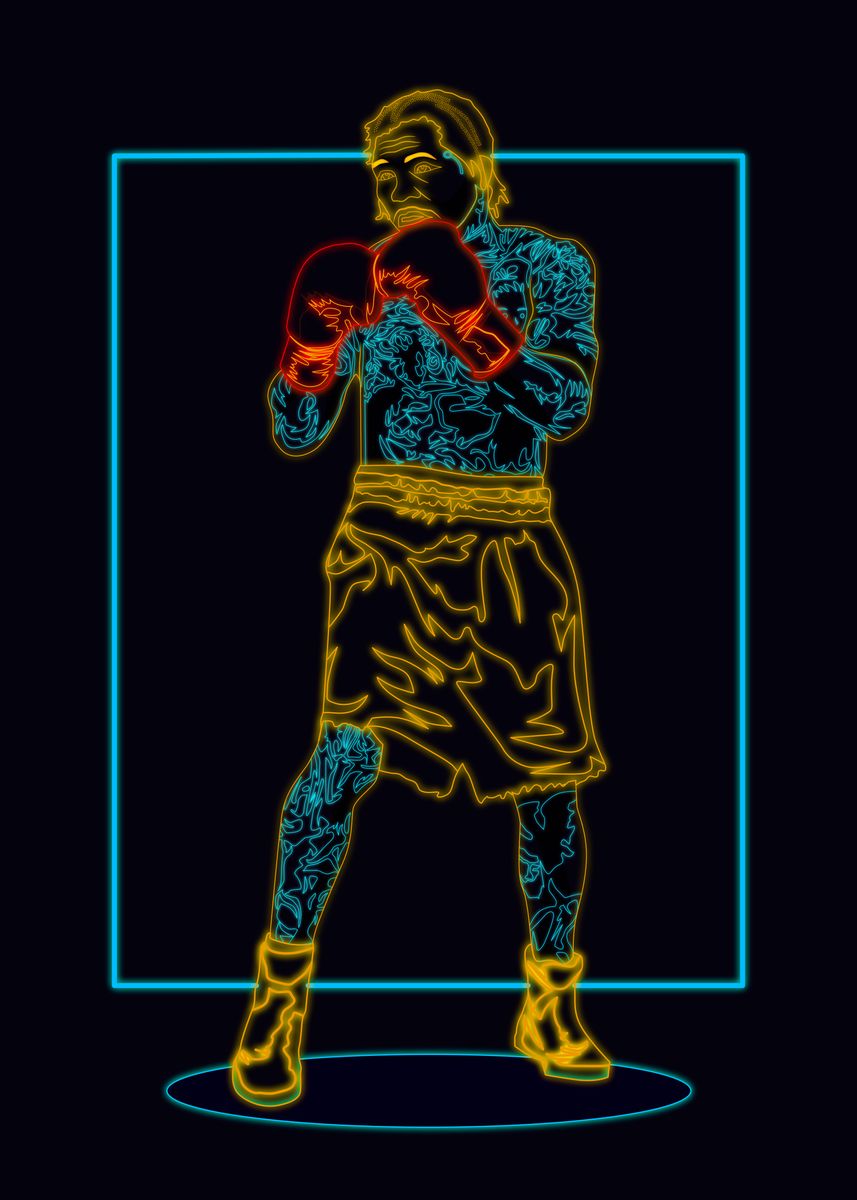 'Neon Boxer' Poster, picture, metal print, paint by selly | Displate
