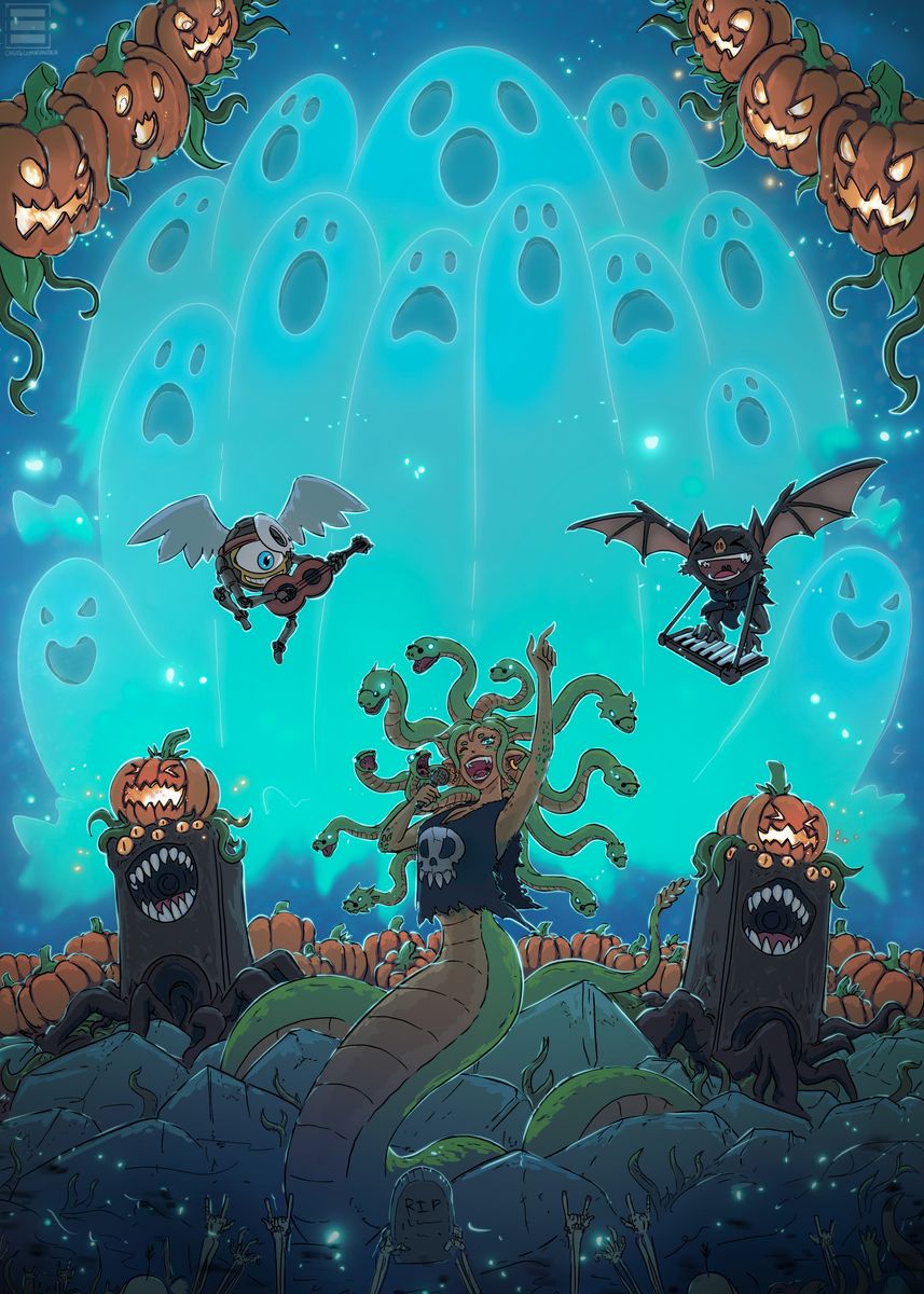 'Halloween Rock Party' Poster, picture, metal print, paint by ...