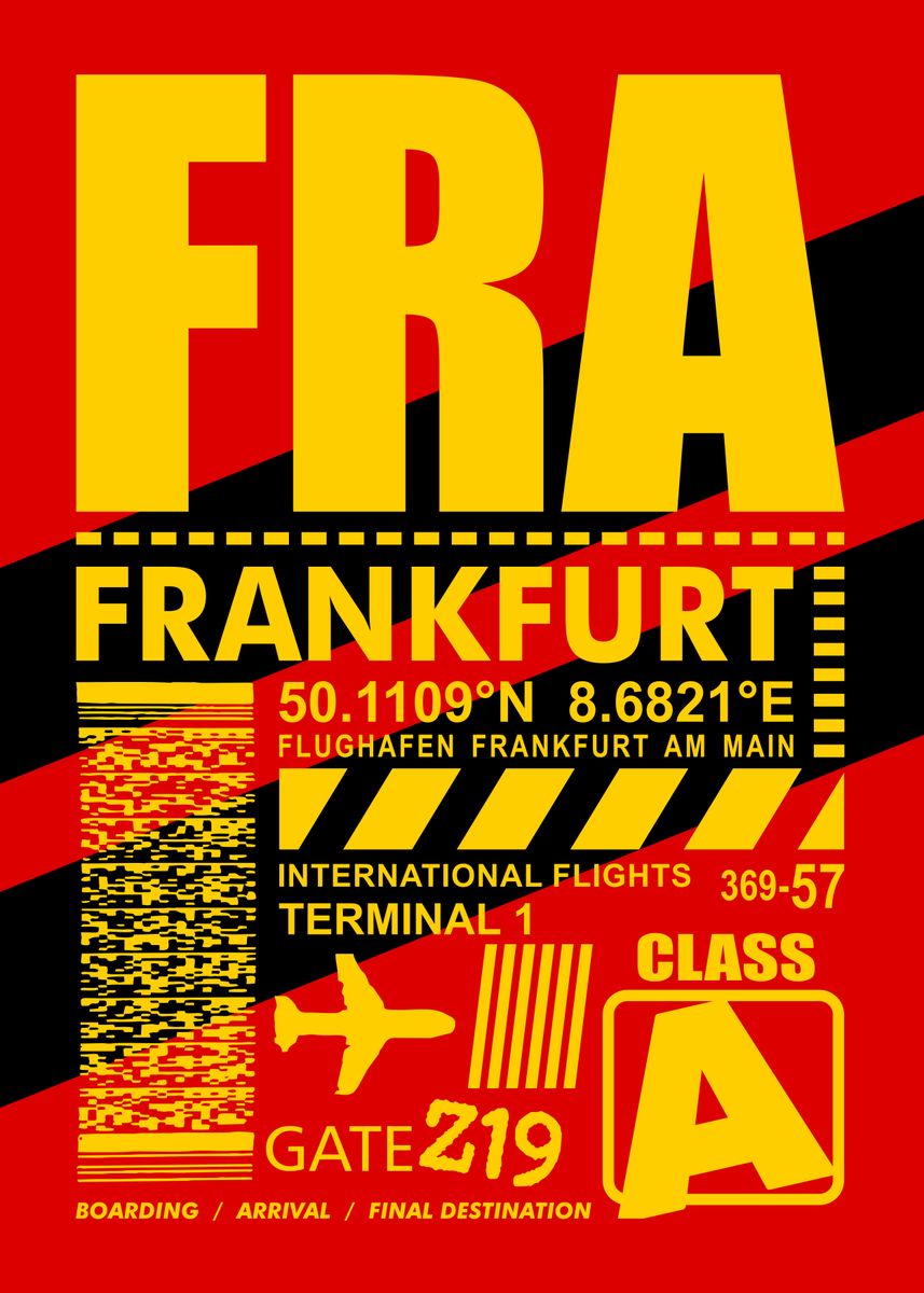 'FRA Frankfurt Airport' Poster, picture, metal print, paint by ALMA ...