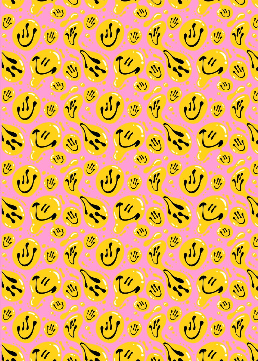 'Smiling Face Pattern' Poster, picture, metal print, paint by Nor ...