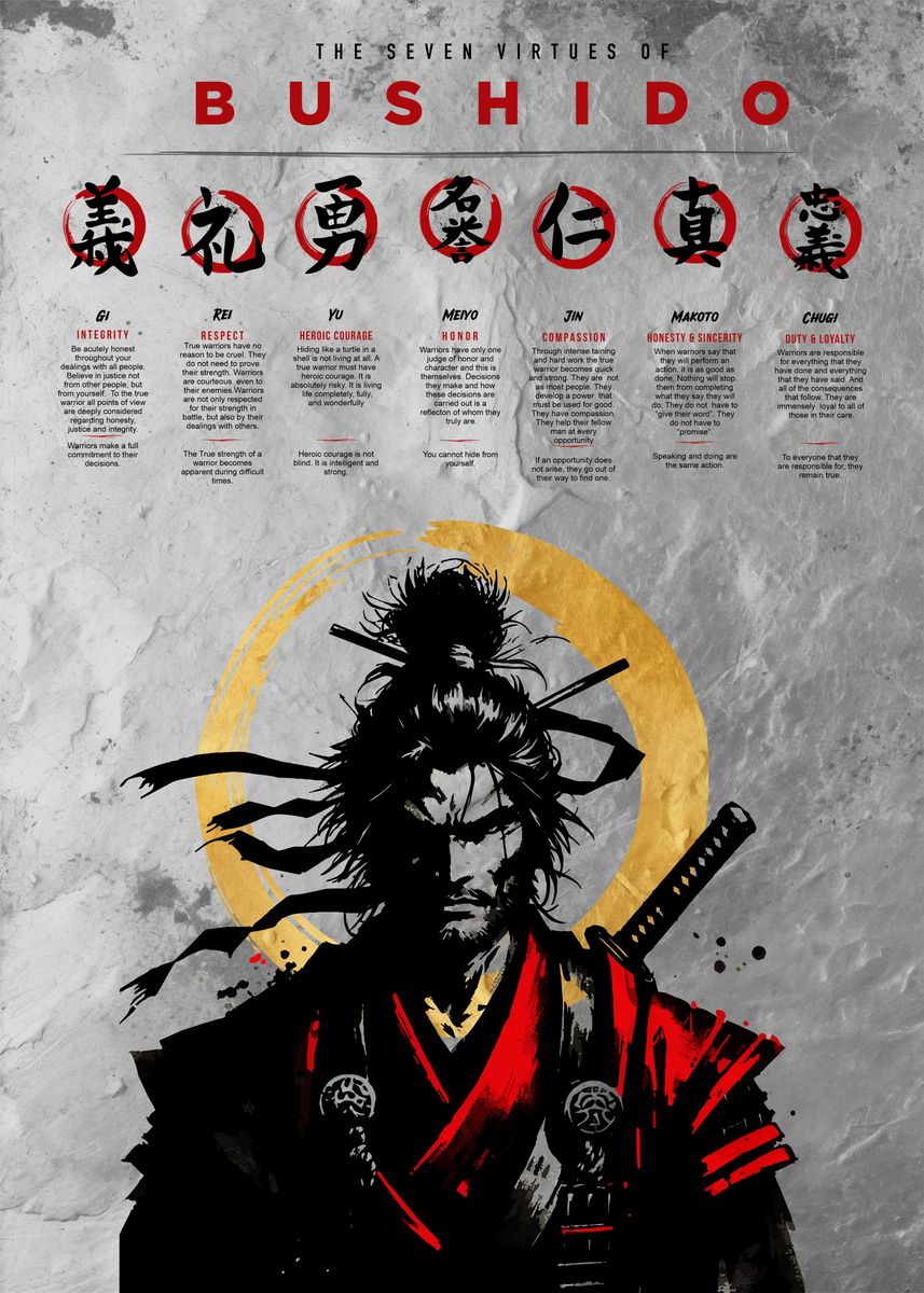 'Bushido Samurai Warrior' Poster, picture, metal print, paint by ...