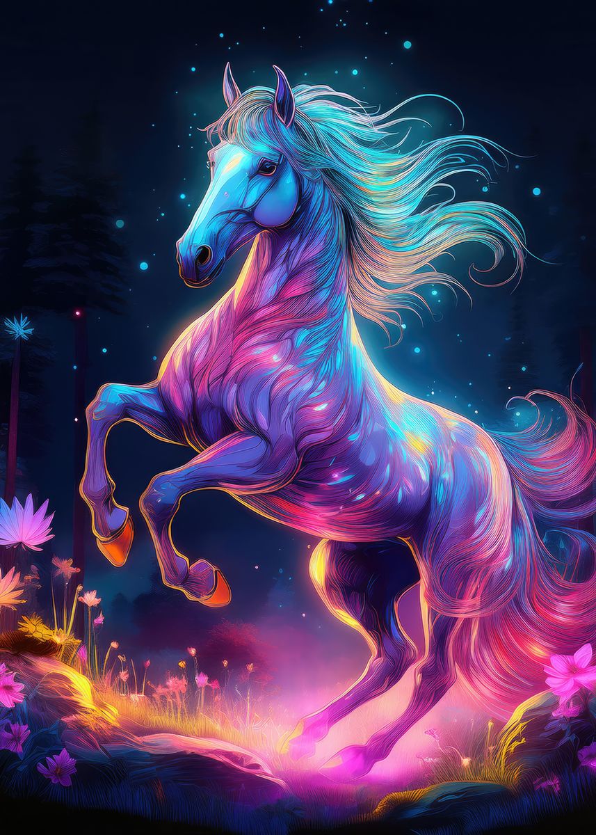 'Cosmic Horse' Poster, picture, metal print, paint by ...