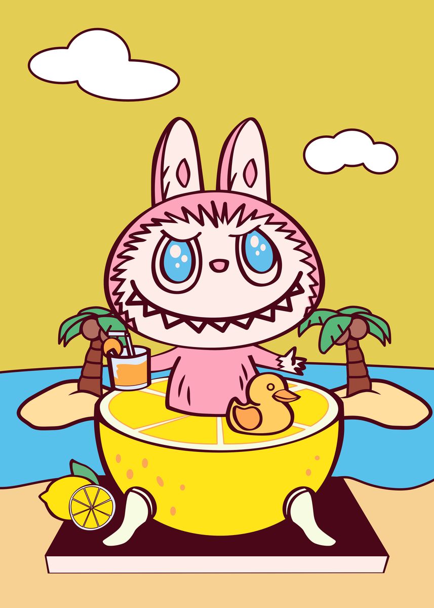 'summer labubu' Poster, picture, metal print, paint by aerith | Displate