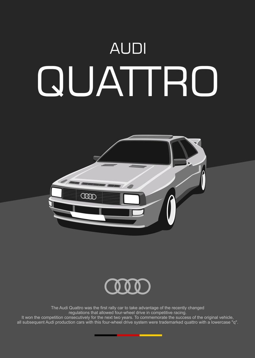 'Audi Quattro' Poster, picture, metal print, paint by Muezzahero | Displate