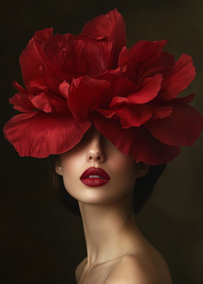 'Woman with Red Flower' Poster, picture, metal print, paint by Byrdyak ...