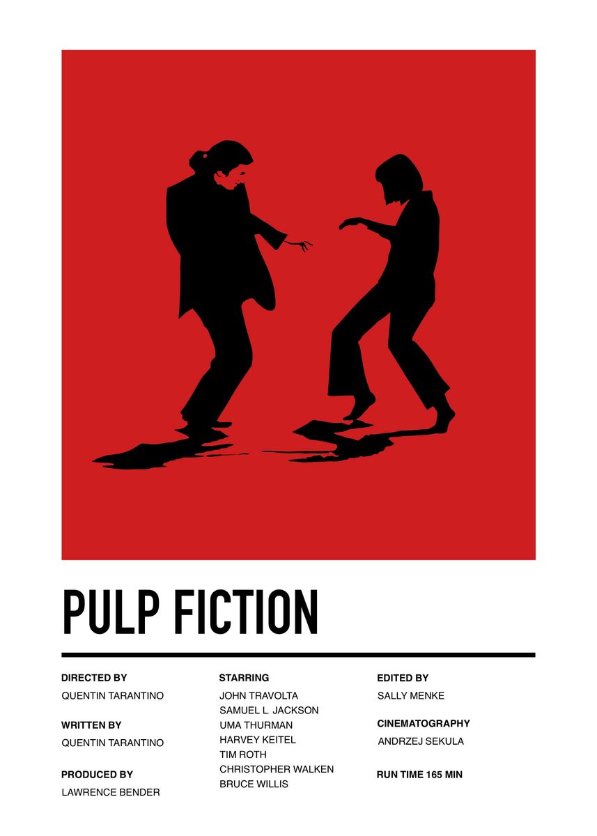 'Pulp Fiction Minimalist Poster' Poster, picture, metal print, paint by Black back | Displate