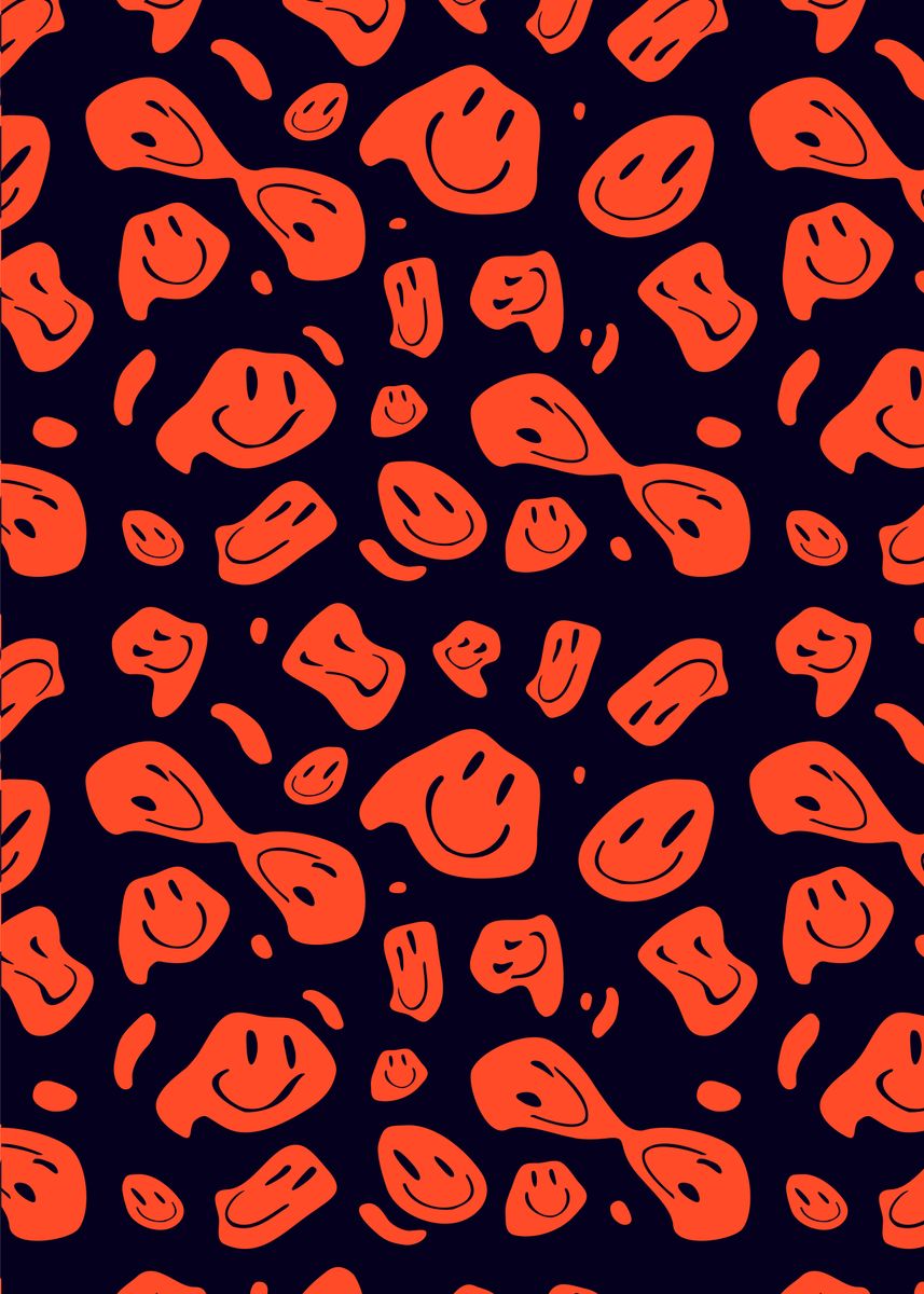 'Smiling Faces Pattern' Poster, picture, metal print, paint by Nor ...