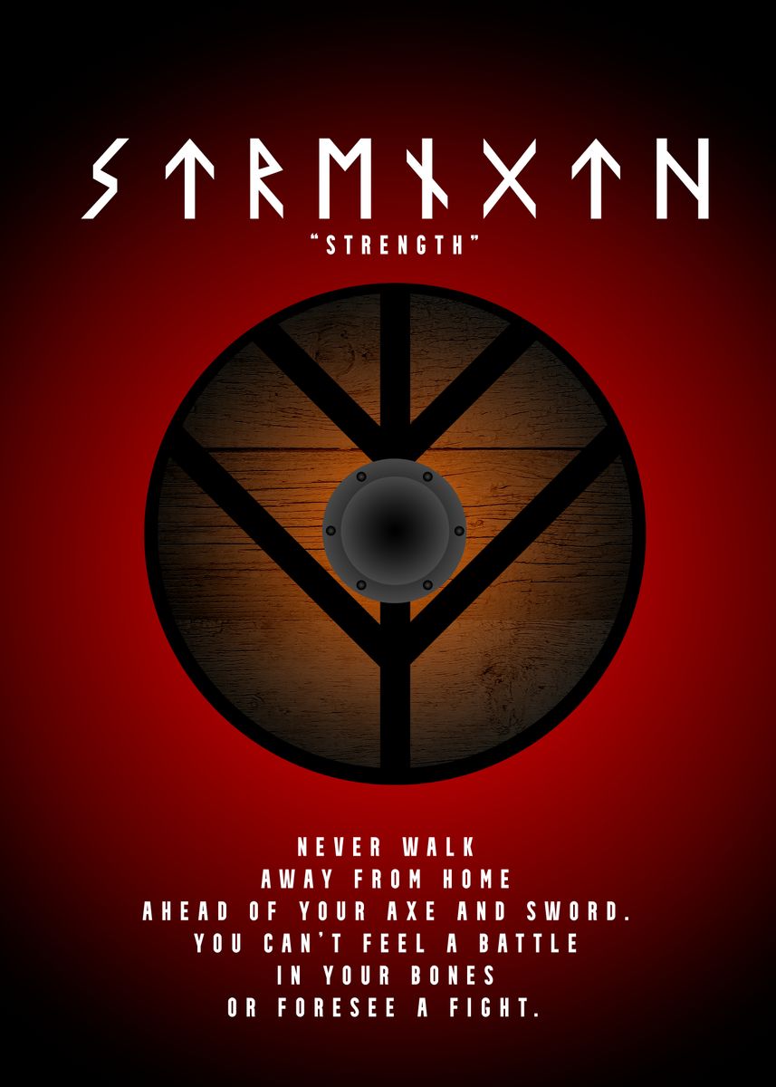 ''Strength' Runic Shield' Poster, picture, metal print, paint by ...