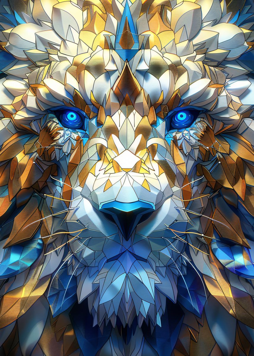 'Geometric Lion' Poster, picture, metal print, paint by monsterakos ...