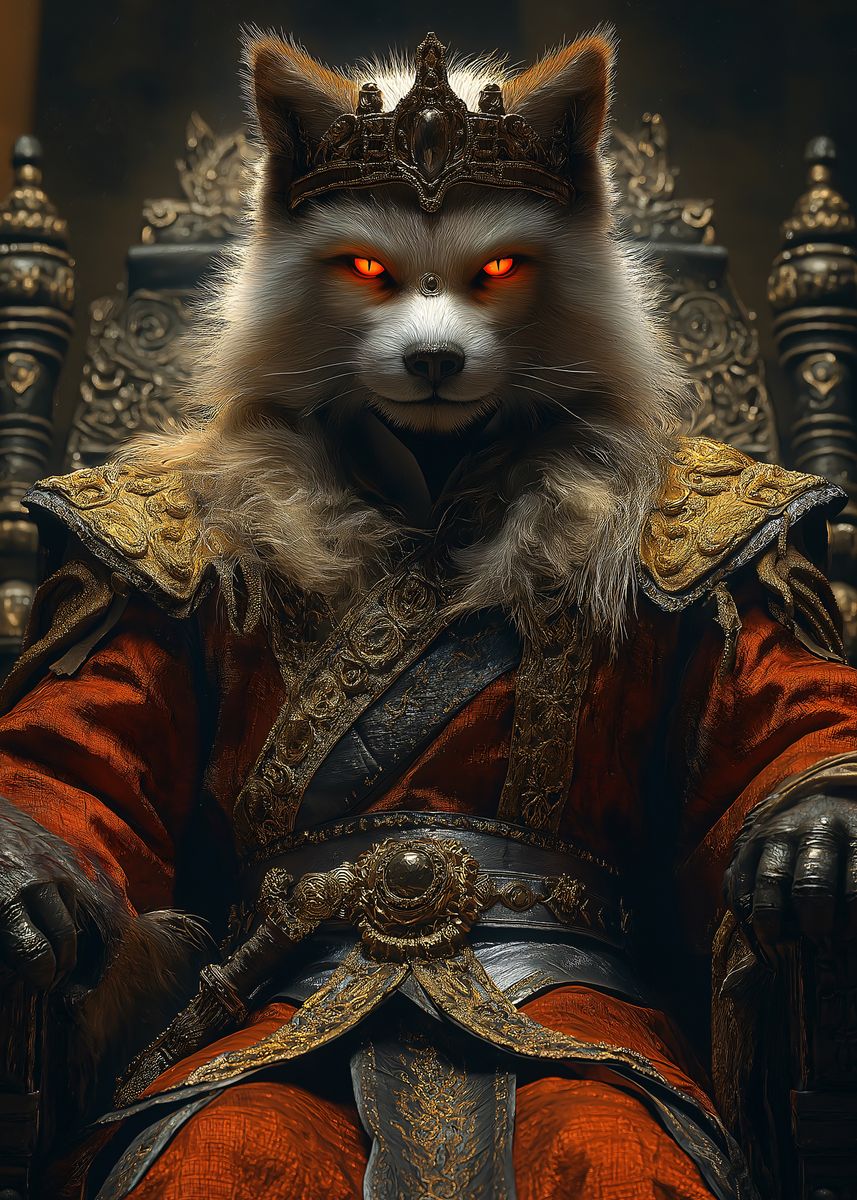 'Fox King on Throne' Poster, picture, metal print, paint by Melvina ...
