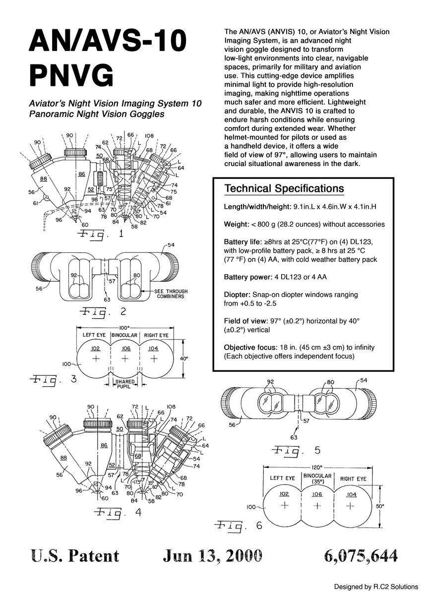 'AN/AVS-10 PNVG Patent (Whiteout)' Poster, picture, metal print, paint ...