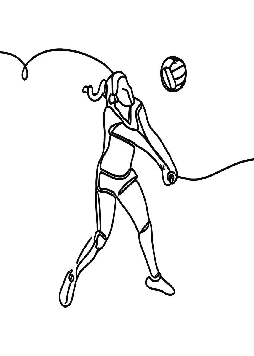 'Volleyball Player Line Art' Poster, picture, metal print, paint by ...