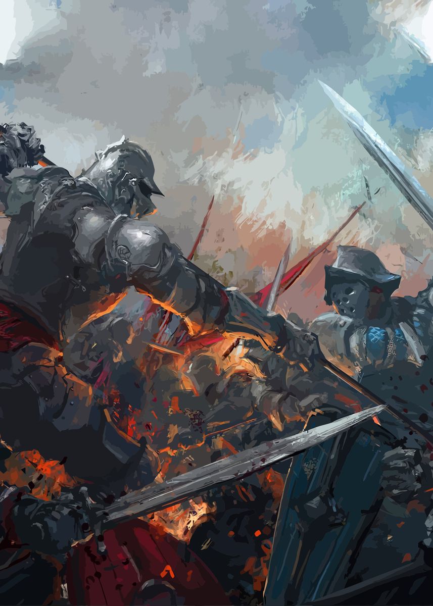 'Medieval Battle Scene' Poster, picture, metal print, paint by Moss Art ...