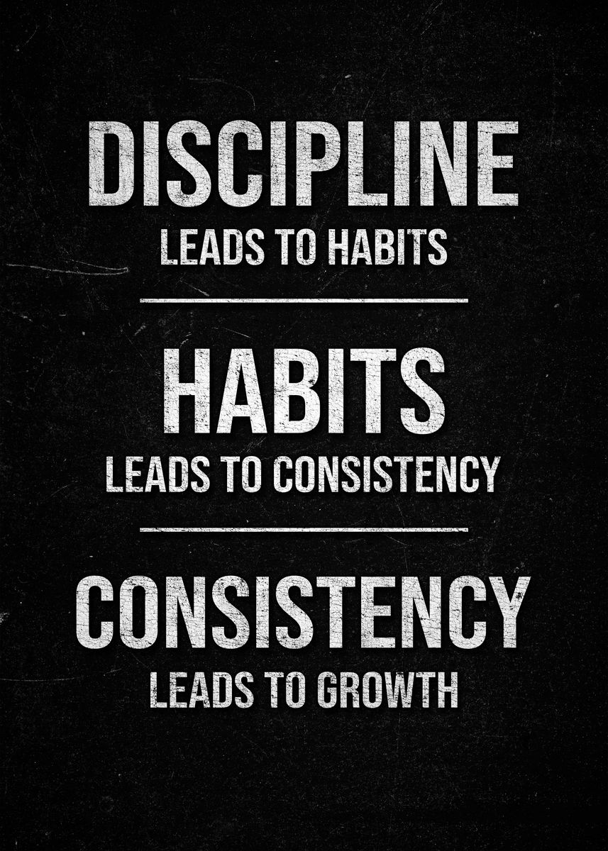 'Discipline Habits Consistency' Poster, picture, metal print, paint by ...