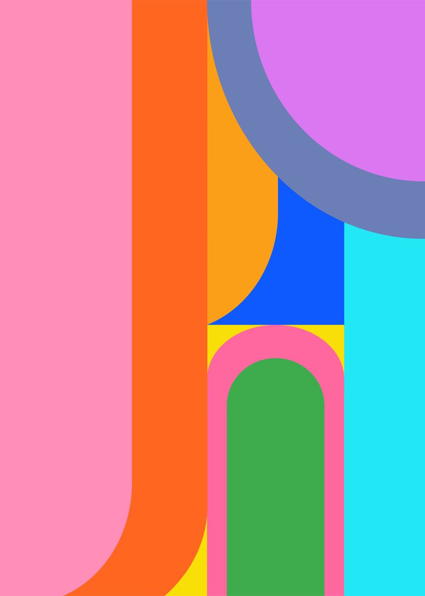 'Bold Geometric Color Block – Vibrant Maximalist Abstract Art' Poster ...
