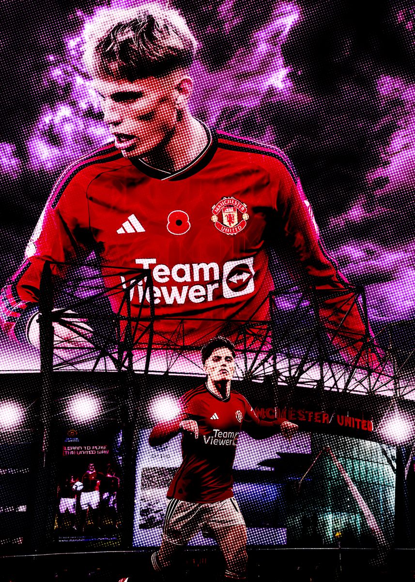 'Garnacho Manchester United' Poster, picture, metal print, paint by ...