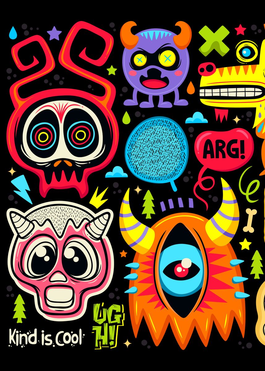 'Colorful Monster Art Print' Poster, picture, metal print, paint by Nor ...