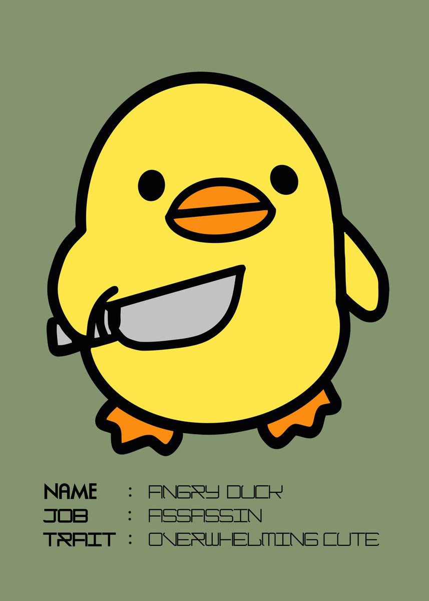'Angry Duck Assassin' Poster, picture, metal print, paint by Moss Art ...