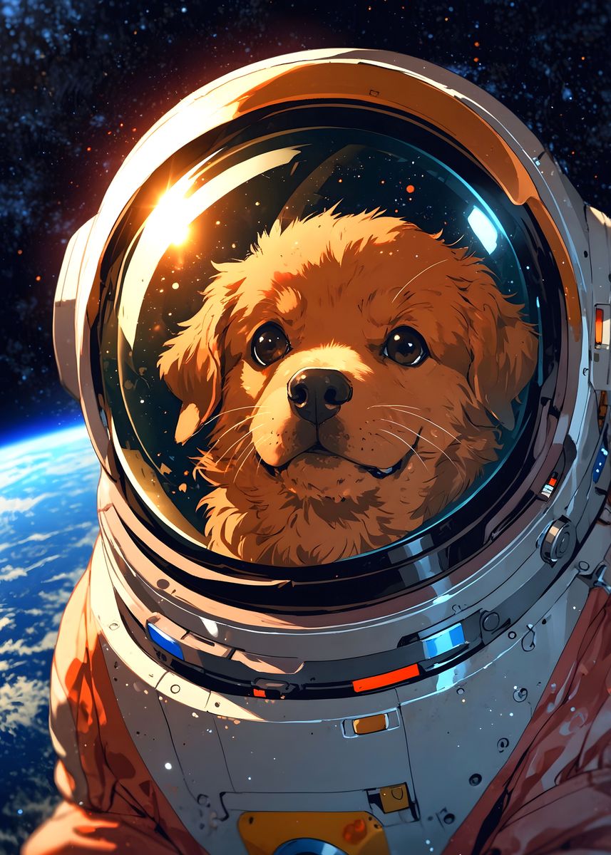'Space Dog Astronaut' Poster, picture, metal print, paint by ...