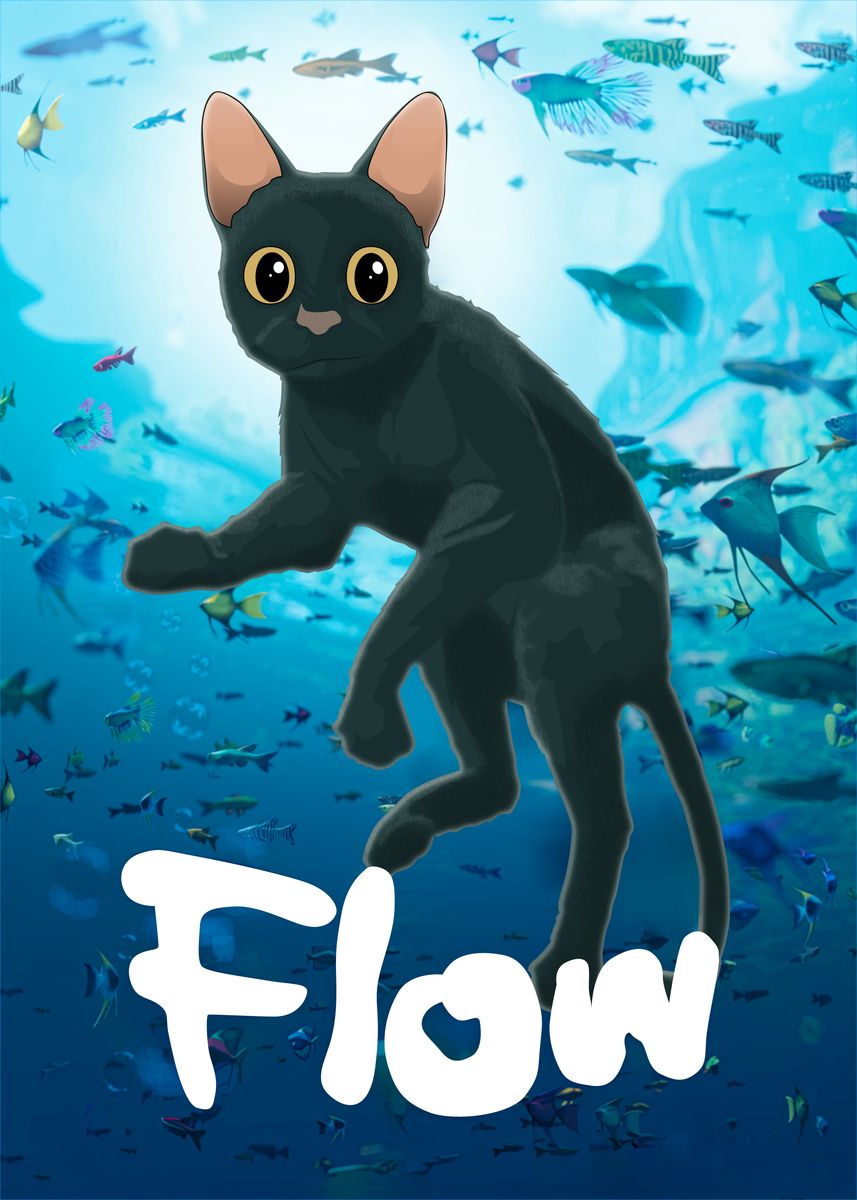 'Black Cat Flow' Poster, picture, metal print, paint by geeks holic ...